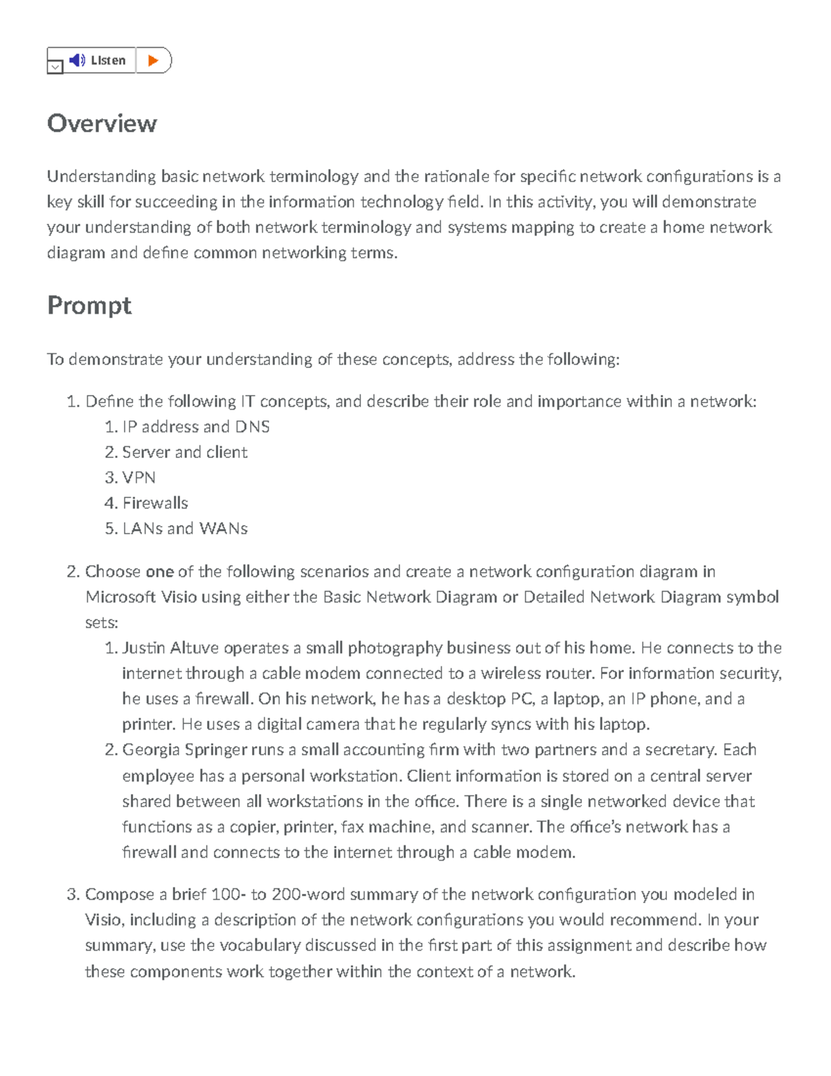 Week3 Network Configuration Model Guidelines and Rubric - Overview ...