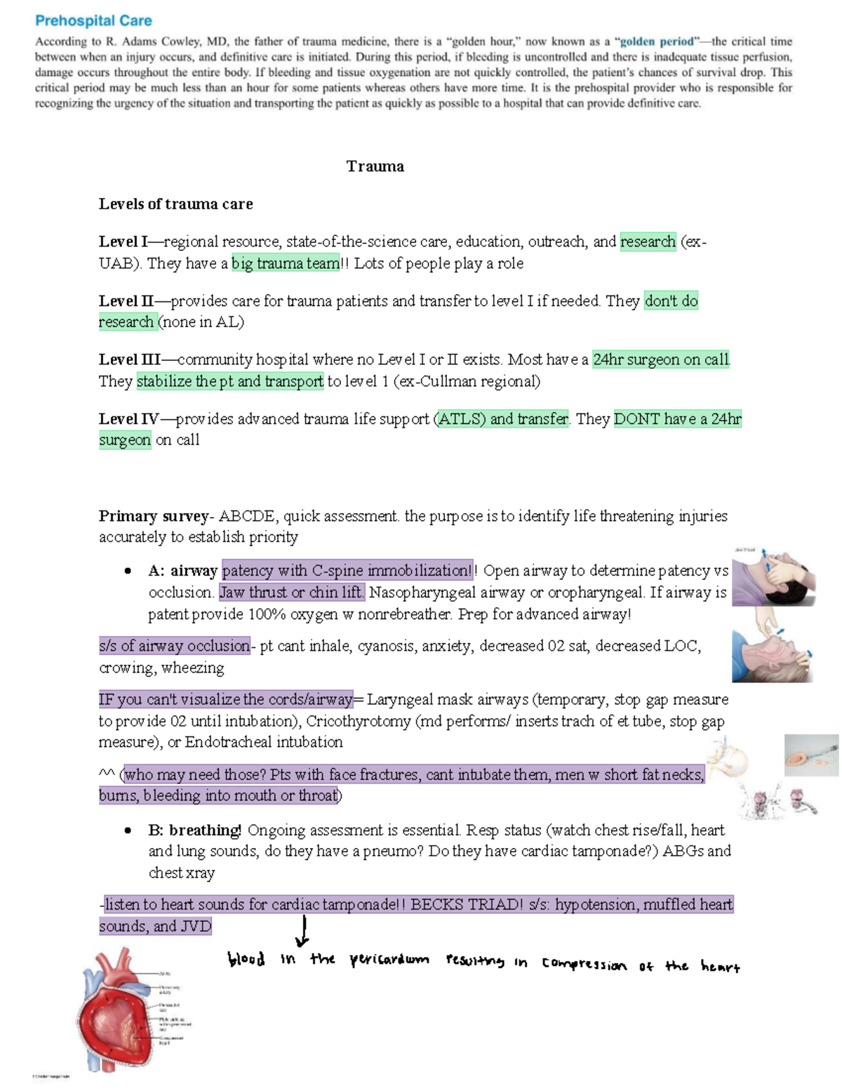ER Unit 6 Burtrum - Trauma Care Levels and Management Notes (exUAB ...