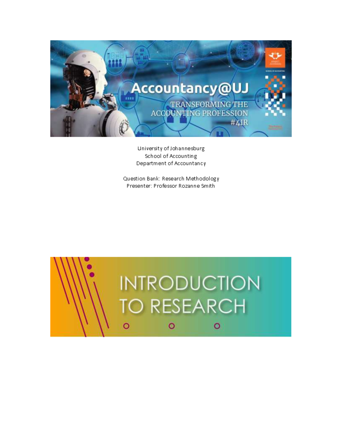 UJ ACC 2026 Research Methodology Question Bank and Analysis - Studocu