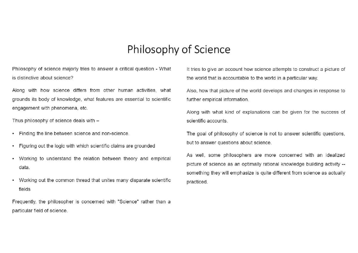 Philosophy of Science: Understanding Its Foundations and Implications ...