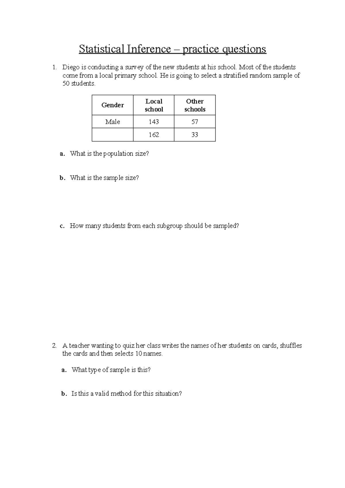 Statistical Inference Practice Questions - Quiz 1 - Studocu