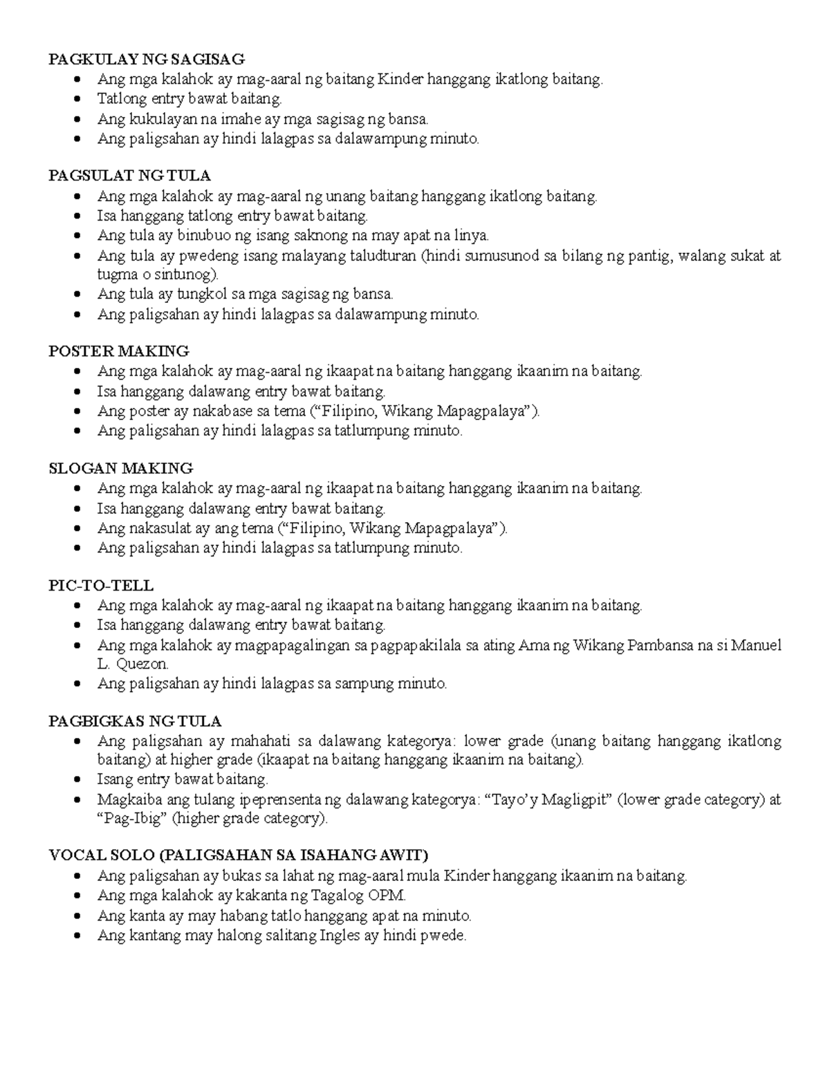 Paligsahan sa Sagisag ng Bansa: Contest Guidelines for K-6 Students ...