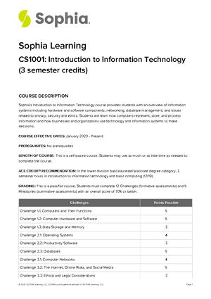 Unit 1 Milestone - CS1001: Introduction to Information Technology - 1 17/17 that's 100% RETAKE ...