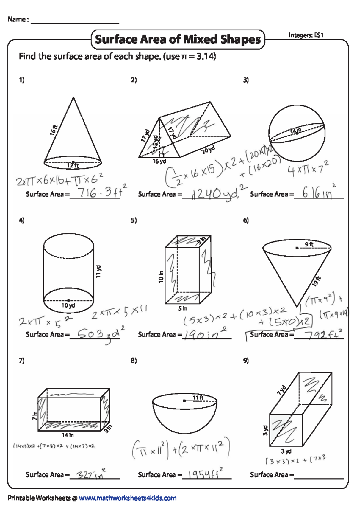 Surface Area Calculations for Mixed Shapes - ES1 - Studocu