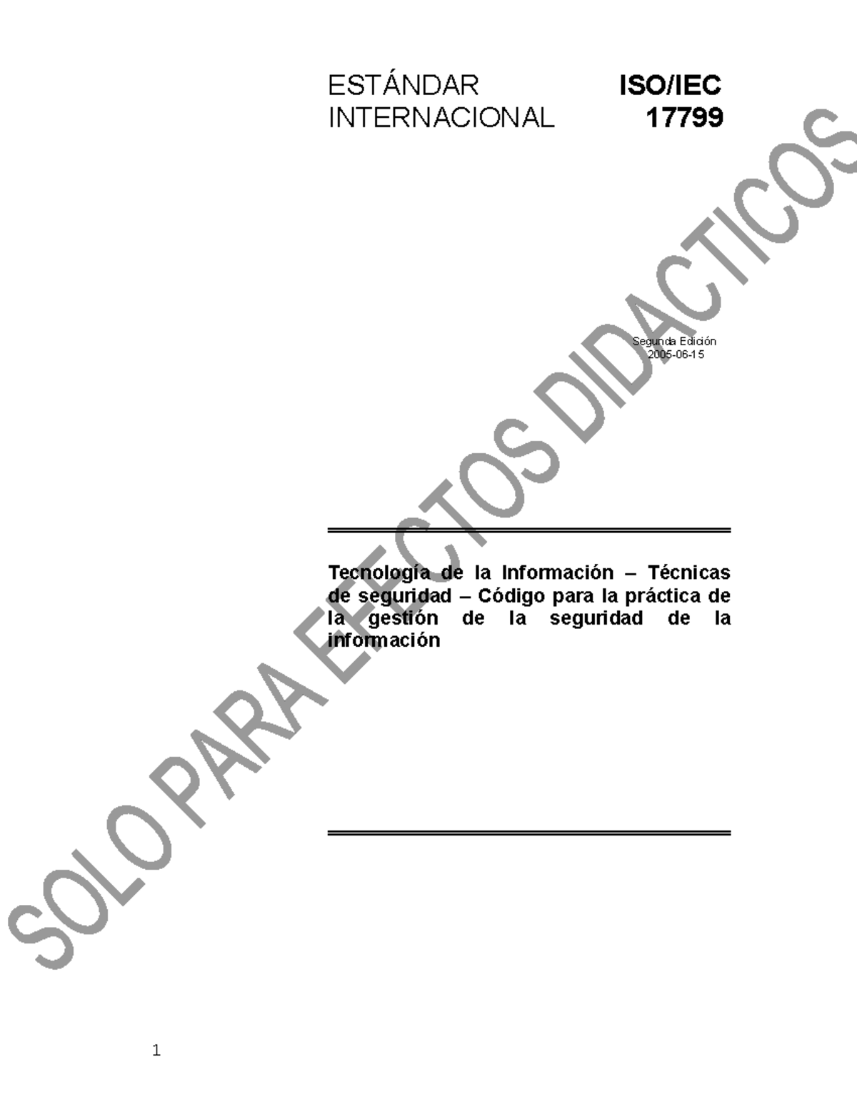 ISO/IEC 17799:2005 Estándar Internacional de Seguridad de la ...