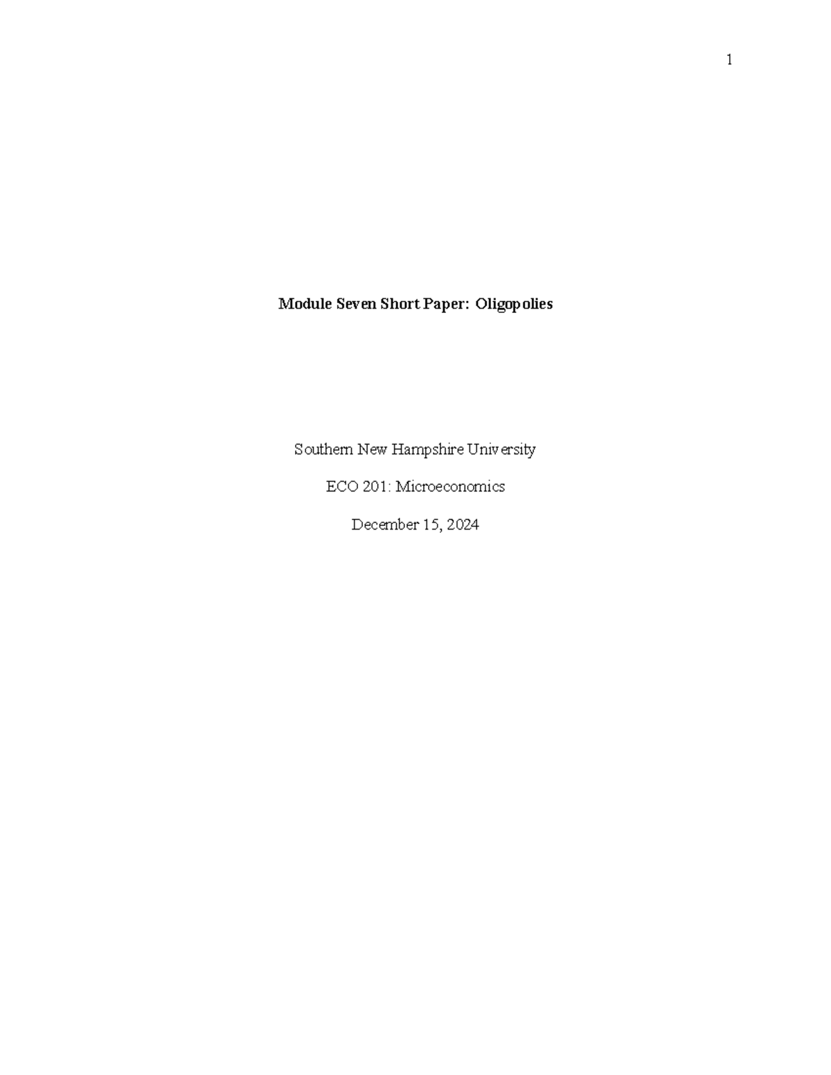 ECO 201 Module 7 Short Paper: Oligopoly Dynamics of Tesla - Studocu