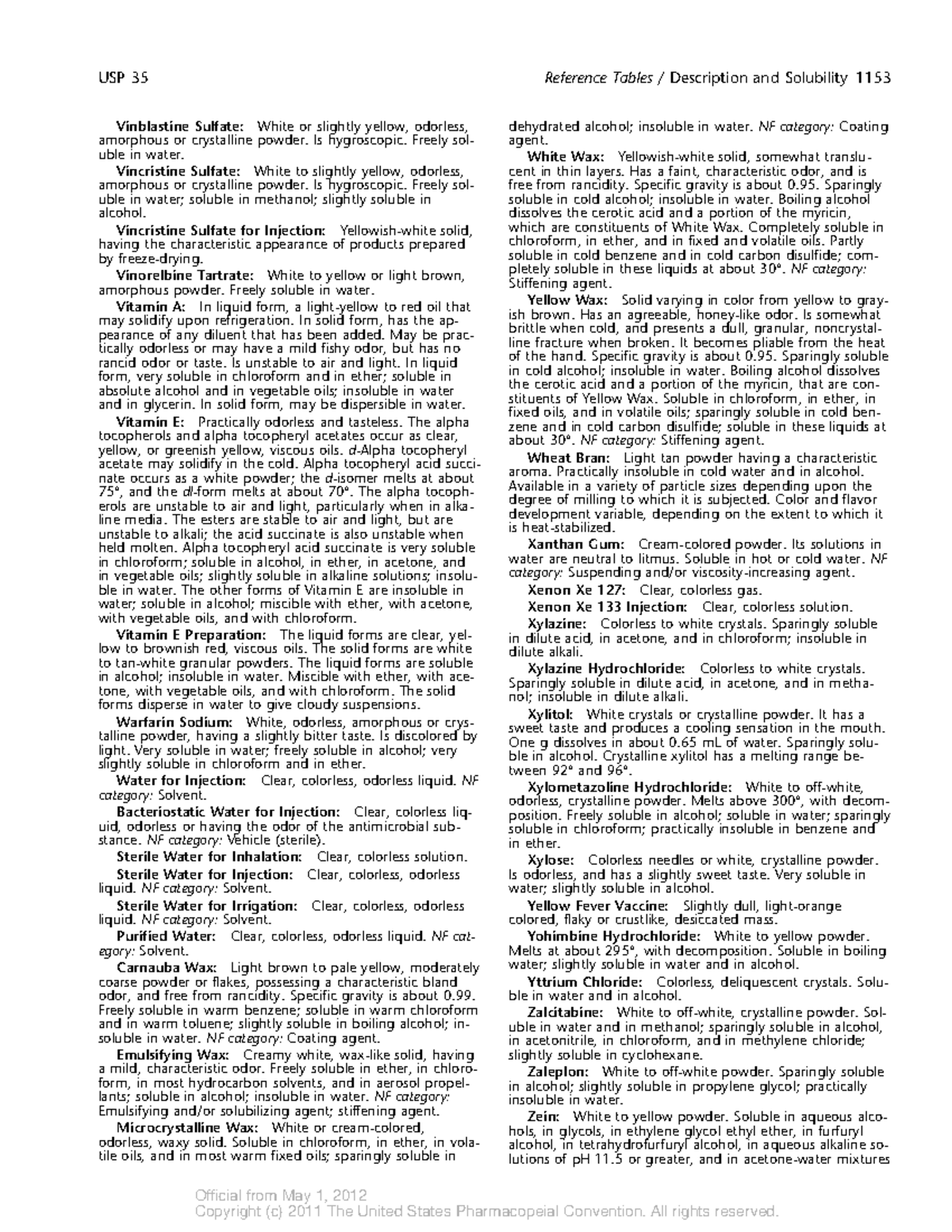 1153-1155 Description and Solubility - Z - USP 35 Reference Tables ...