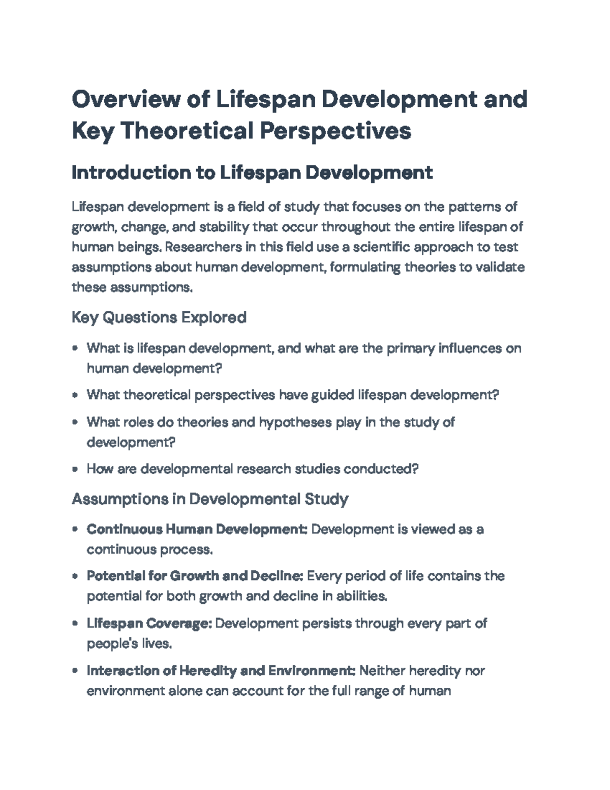 Lifespan Development: Key Theories and Research Methods Overview ...