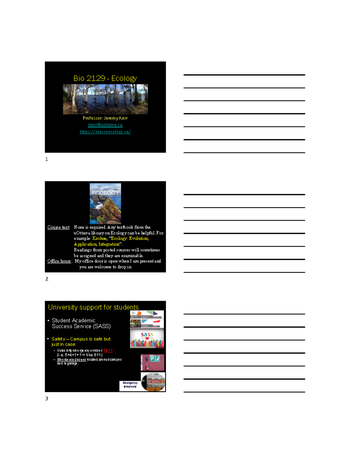 BIO2129 Lecture 1: Introduction to Ecology and Course Overview - Studocu