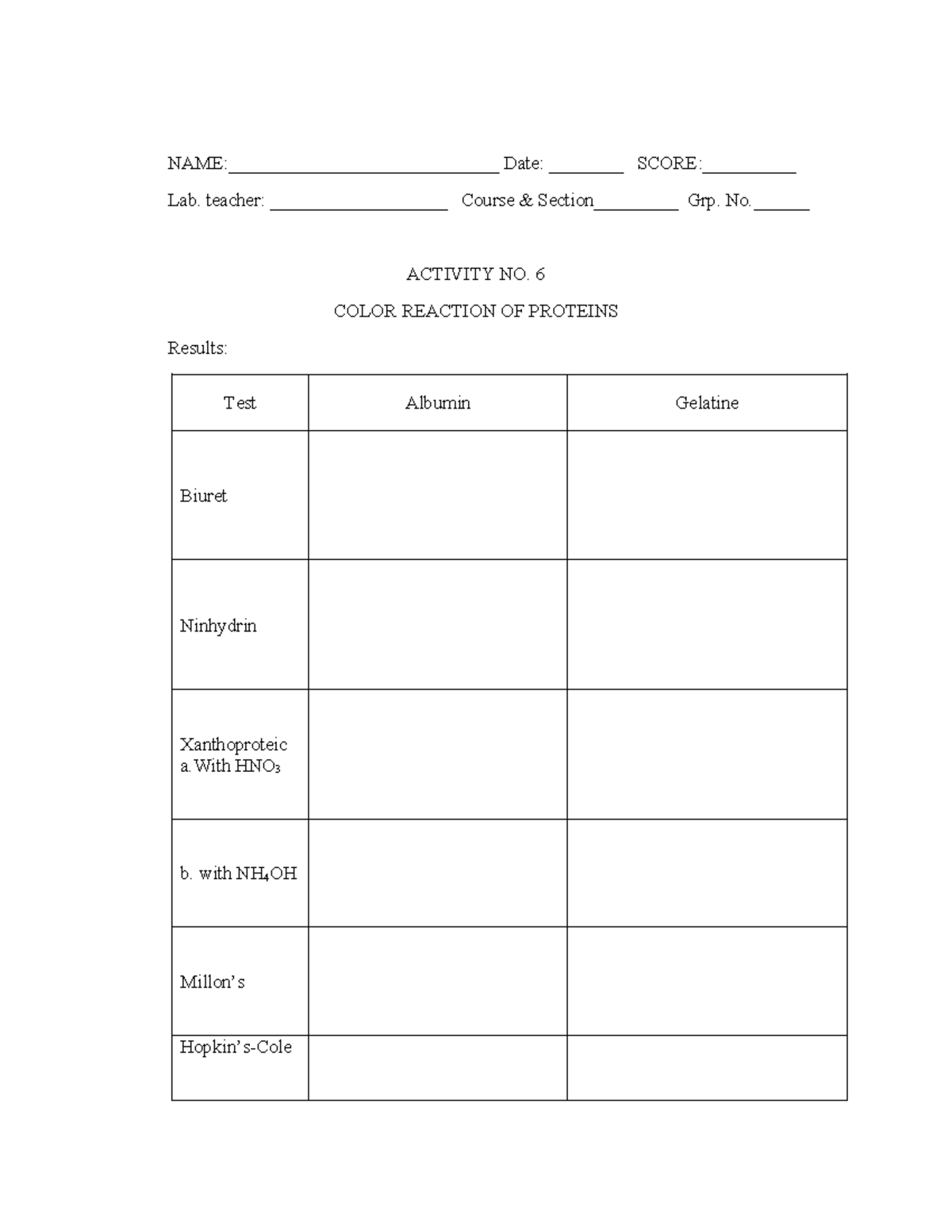 Activity 6. Output - lecture - NAME:_____________________________ Date ...