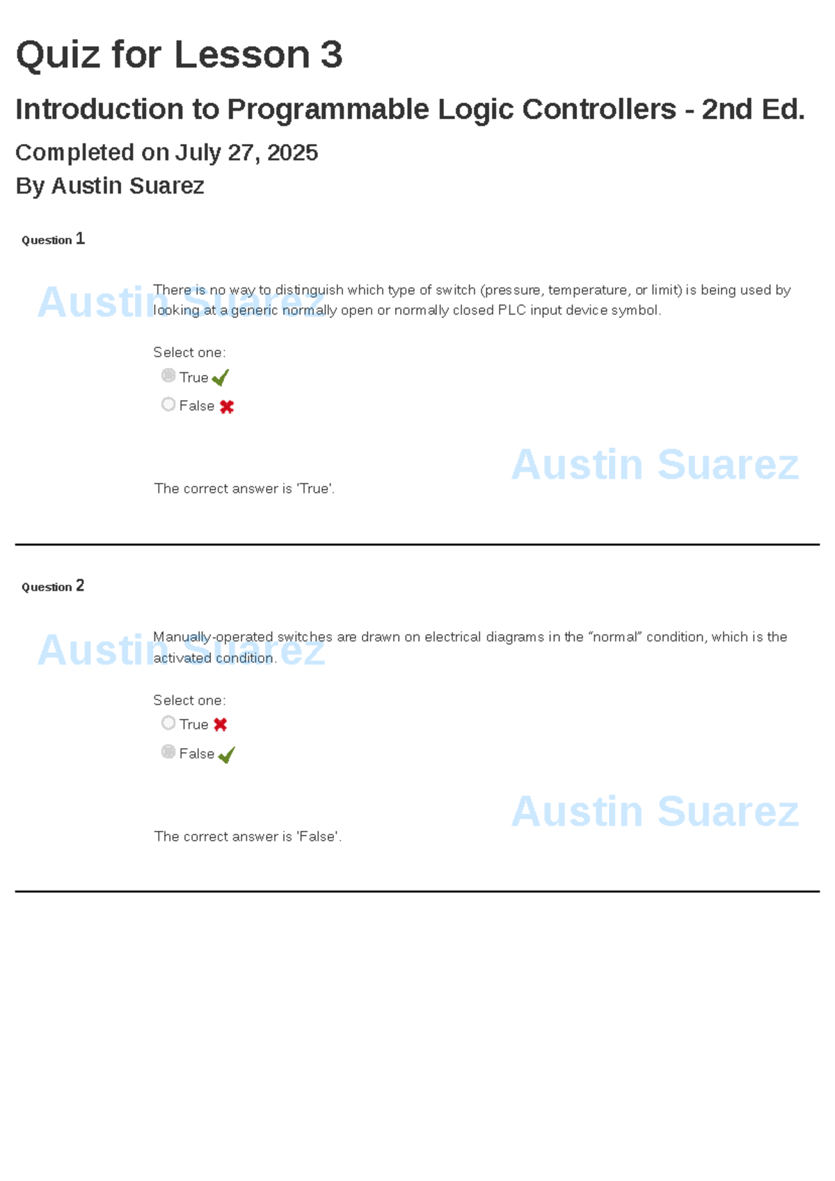 Quiz for PLCs - Lesson 3: Introduction to Programmable Logic ...