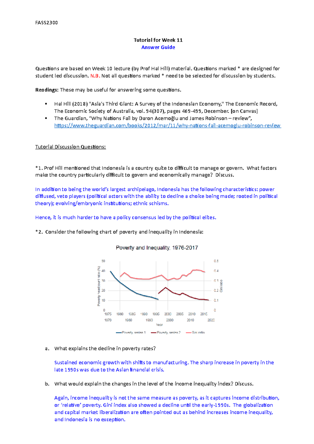 Week 11 Tutorial Answer Guide - FASS Tutorial for Week 11 Answer Guide ...