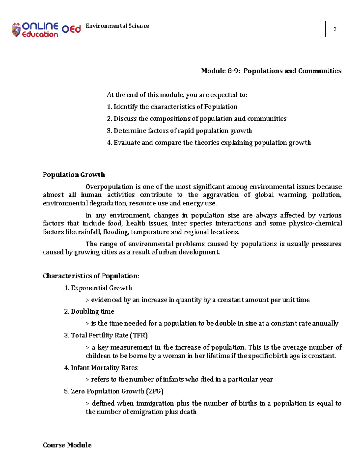 Population and Communities: Insights from Environmental Science 2 - Studocu