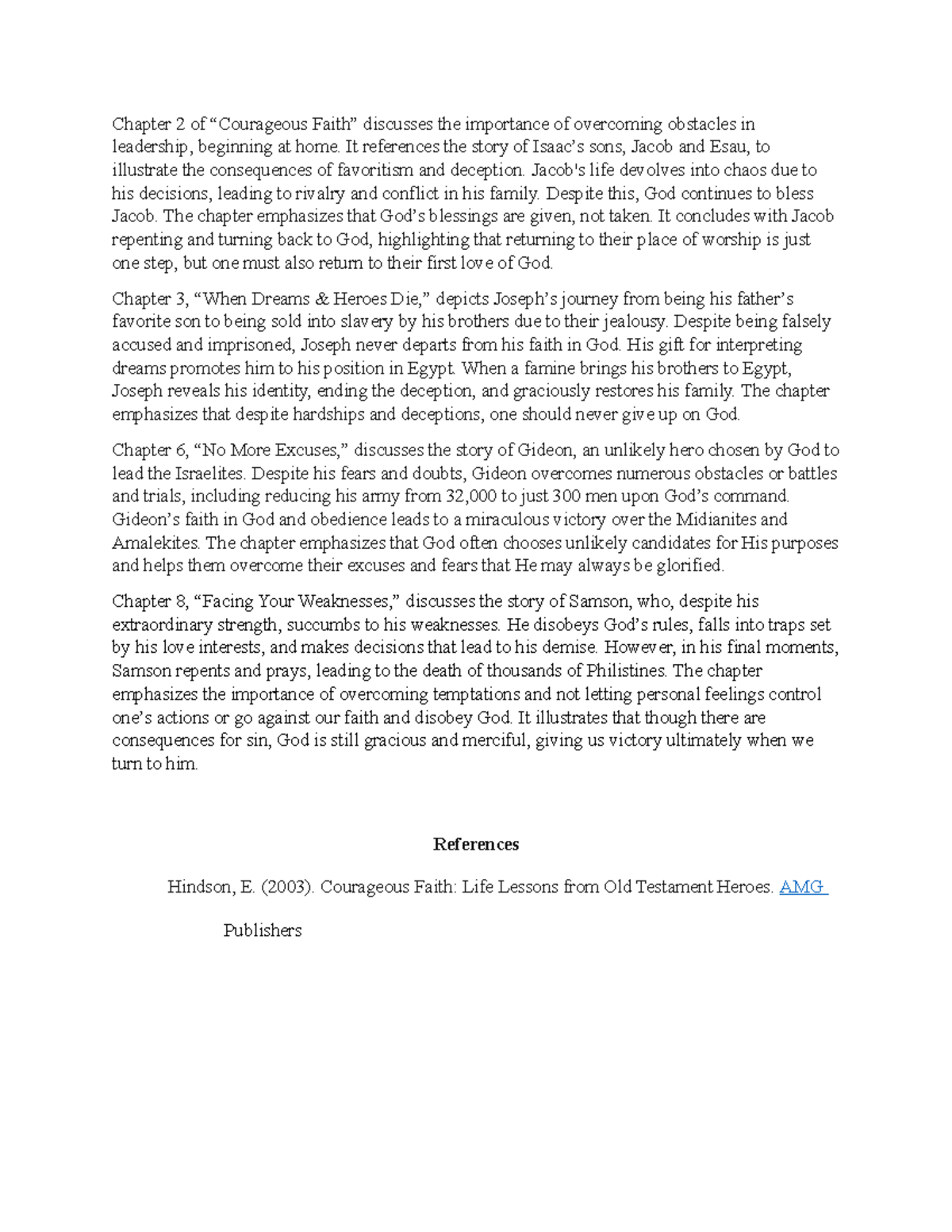 Summary of Courageous Faith Chapter 2-4-6-8 - Chapter 2 of “Courageous ...