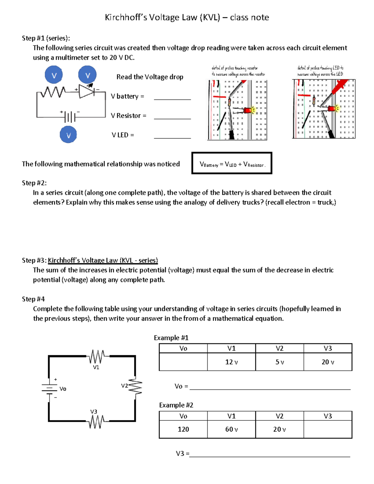 Kirchhoff’s Voltage Law (KVL) Notes: Series & Parallel Circuits - Studocu