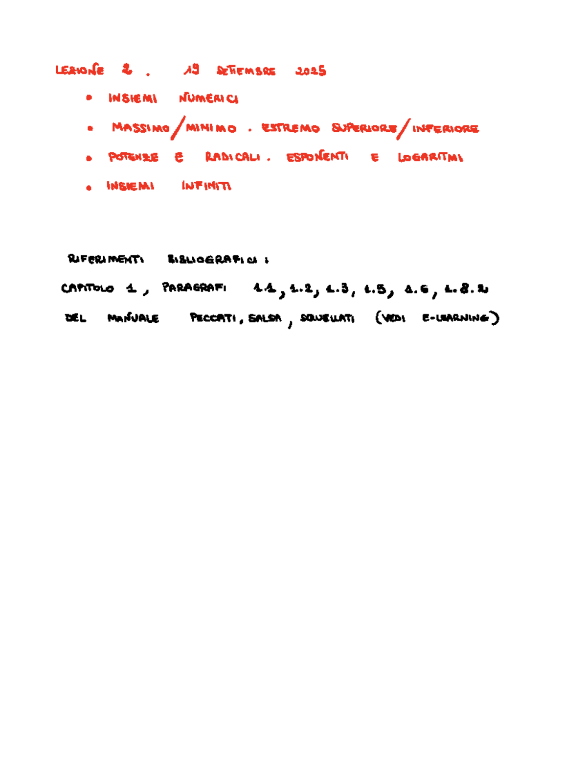 Lezione 2: Insiemi Numerici e Logaritmi - 19 Settembre 2025 - Studocu