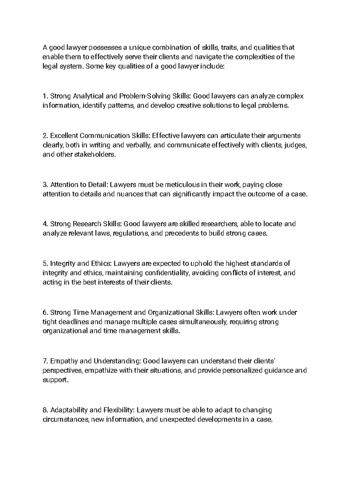 Qualities of a Good Lawyer: Essential Skills & Traits for Success - Studocu