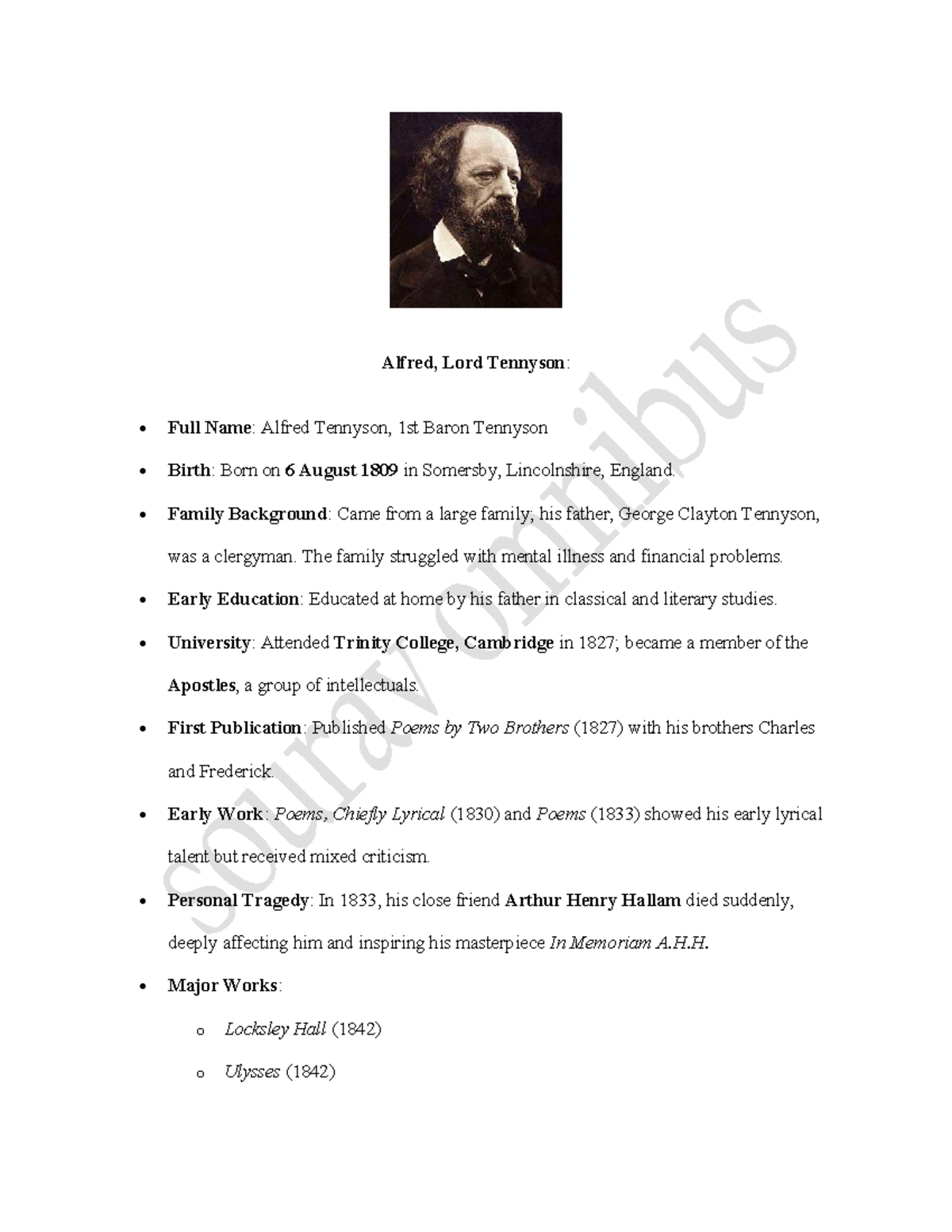 Ulysses by Alfred, Lord Tennyson: Analysis & Key Facts - Studocu