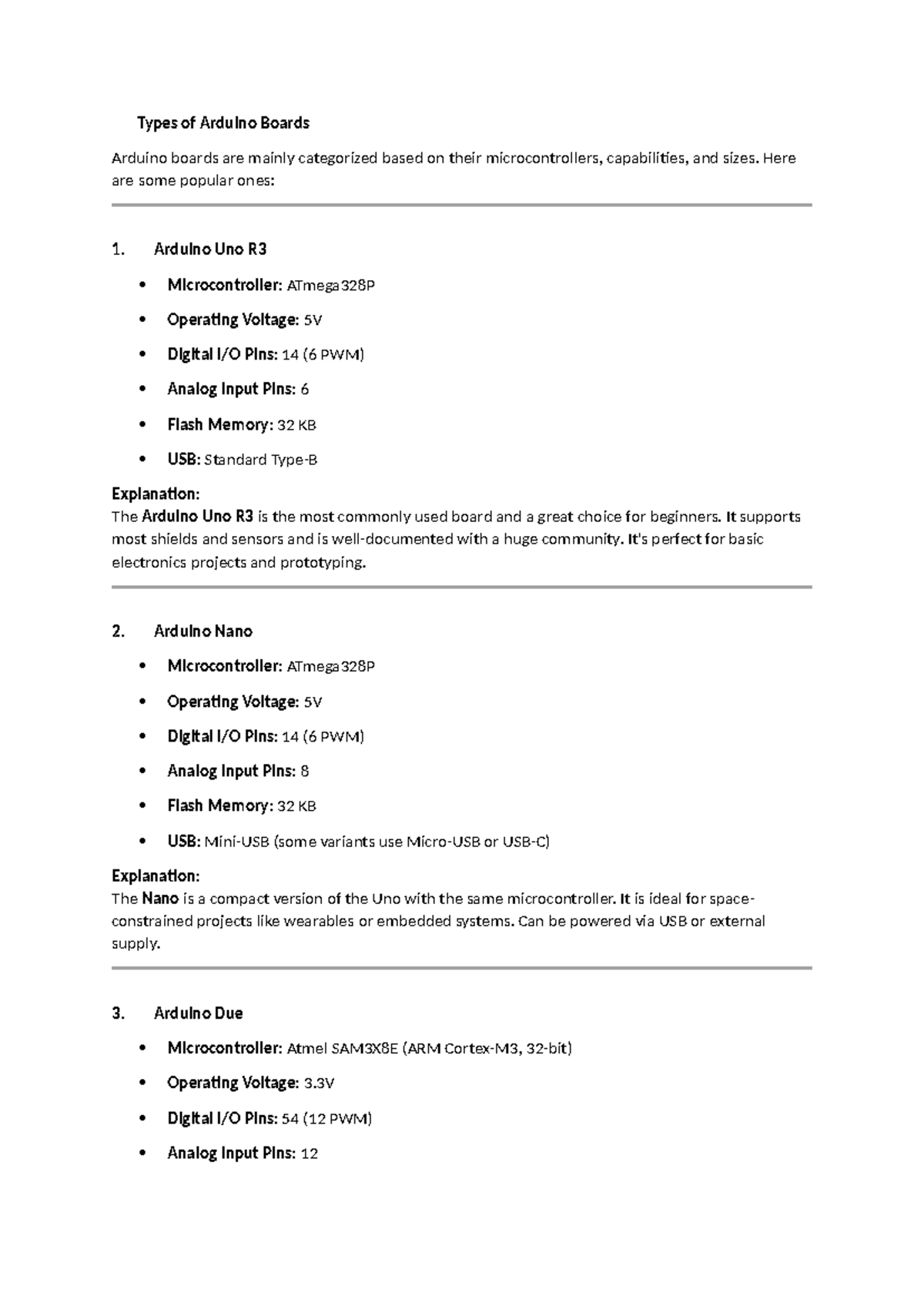 Types of Arduino Boards: Overview and Key Features - Studocu