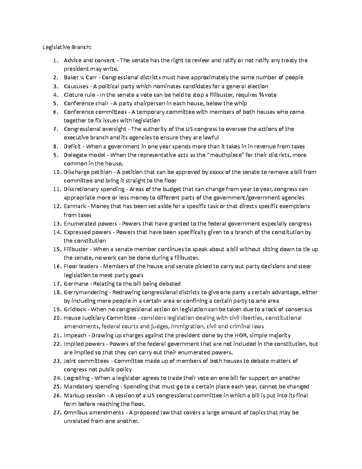 AP Gov Unit 2 Vocabulary Study Guide: Key Terms Explained - Studocu