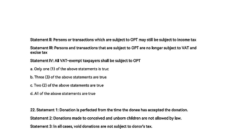 Tax Practice Problems 3-3: Understanding OPT and Estate Tax Statements ...