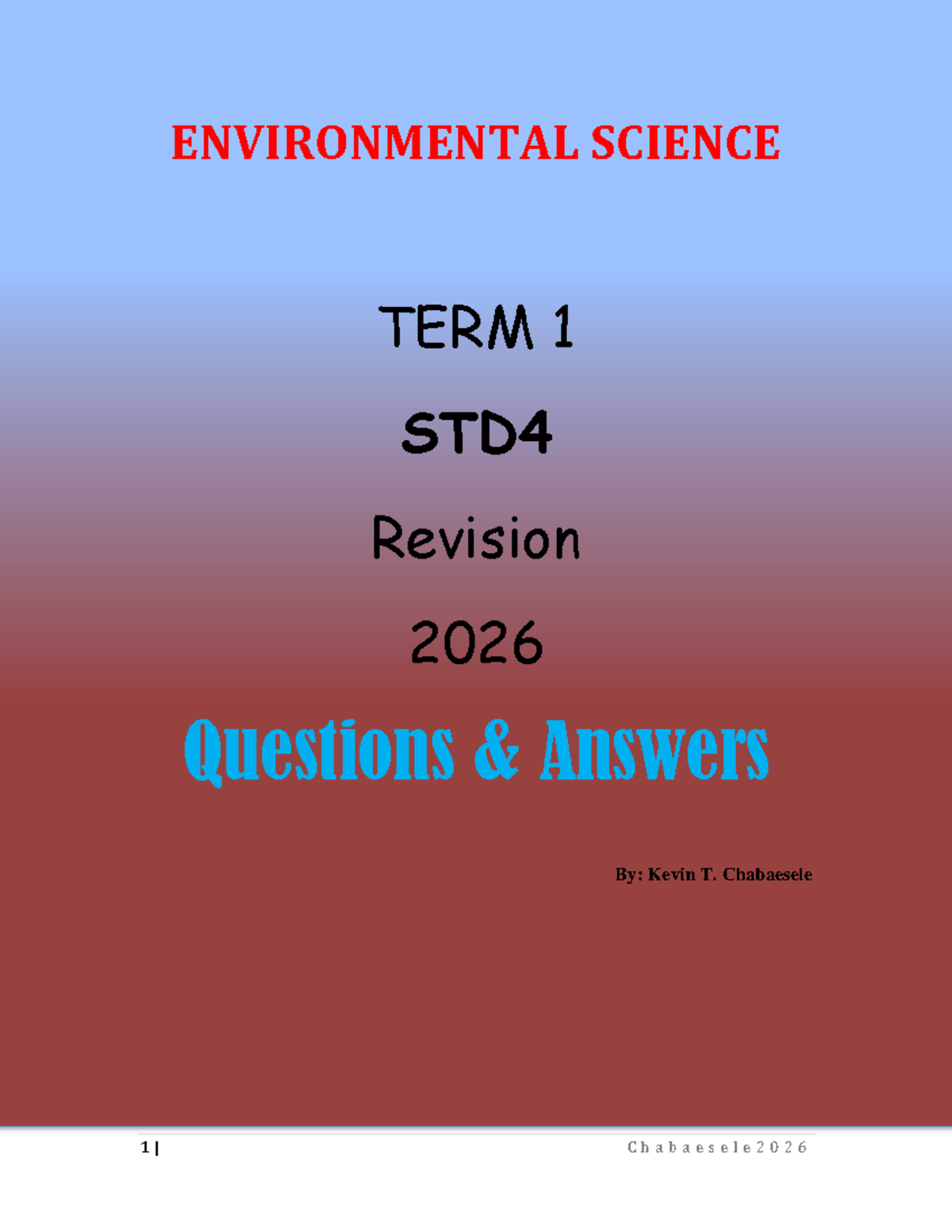 72118043 ENVIRONMENTAL SCIENCE STD4 Term 1 Revision Notes - Studocu