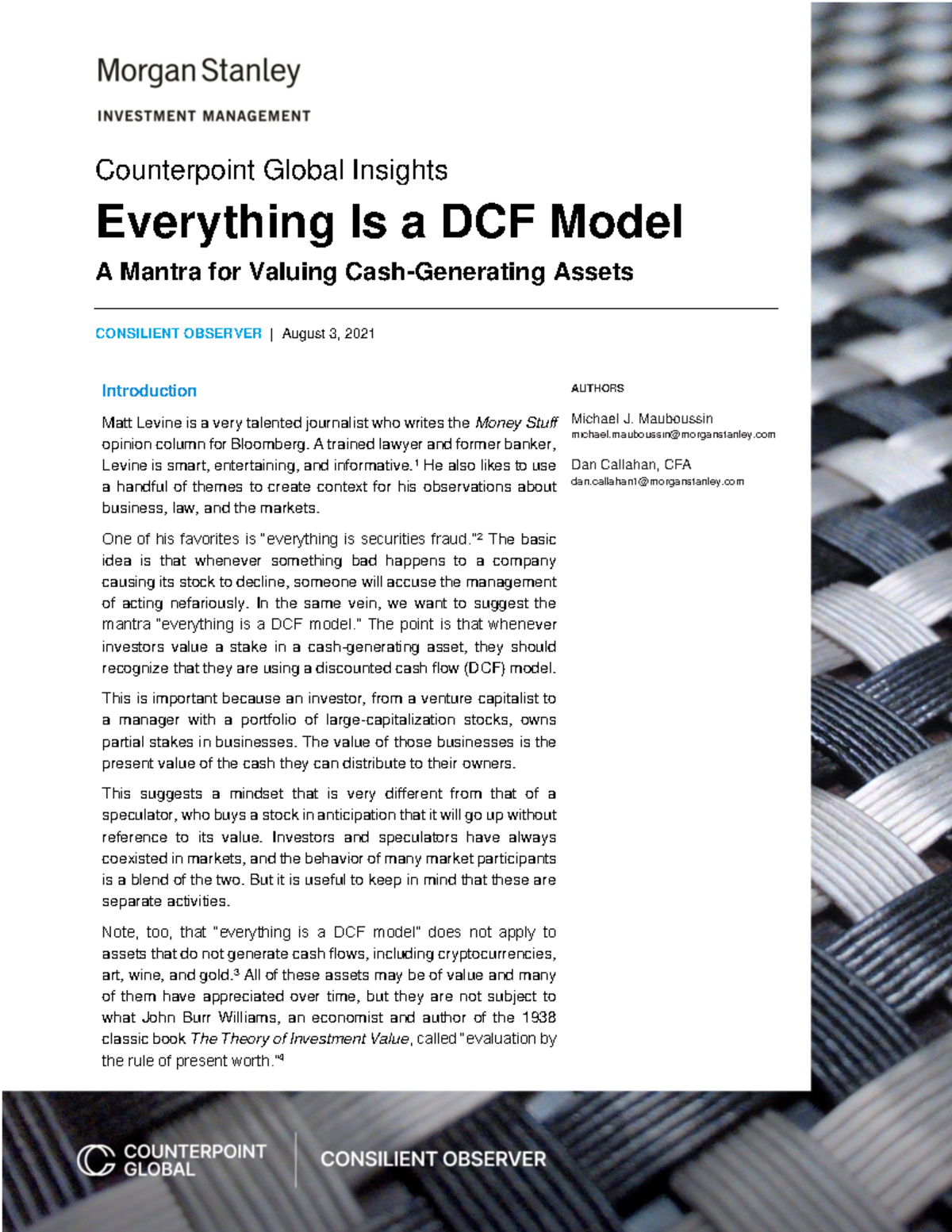 Everything Is a DCF Model 1738452621 - Counterpoint Global Insights ...