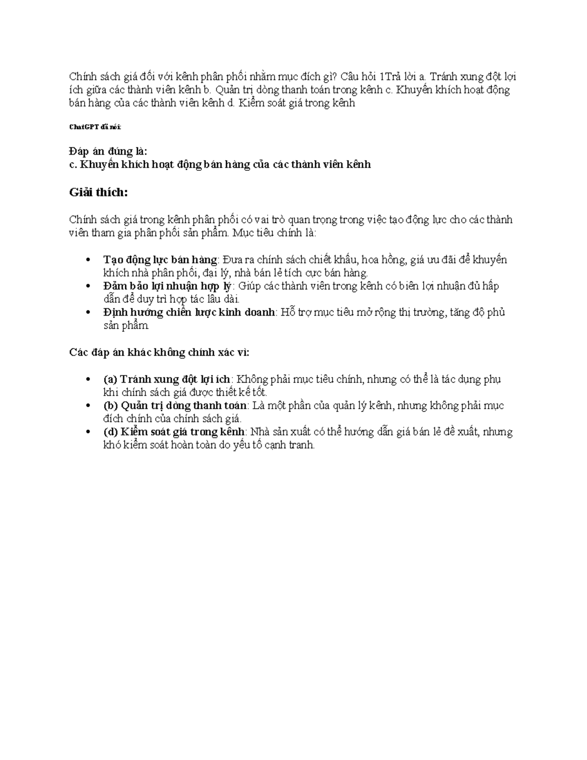 Chính sách giá trong phân phối kênh - 12344567 - Studocu