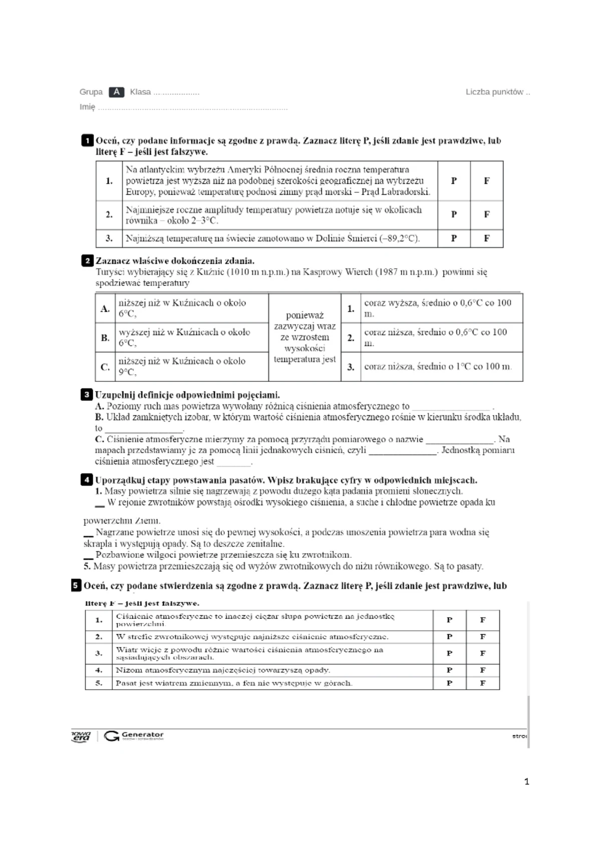 3.0.Klucz. Srodowisko przyrodnicze i ludnosc Europy - Grupa A | strona ...