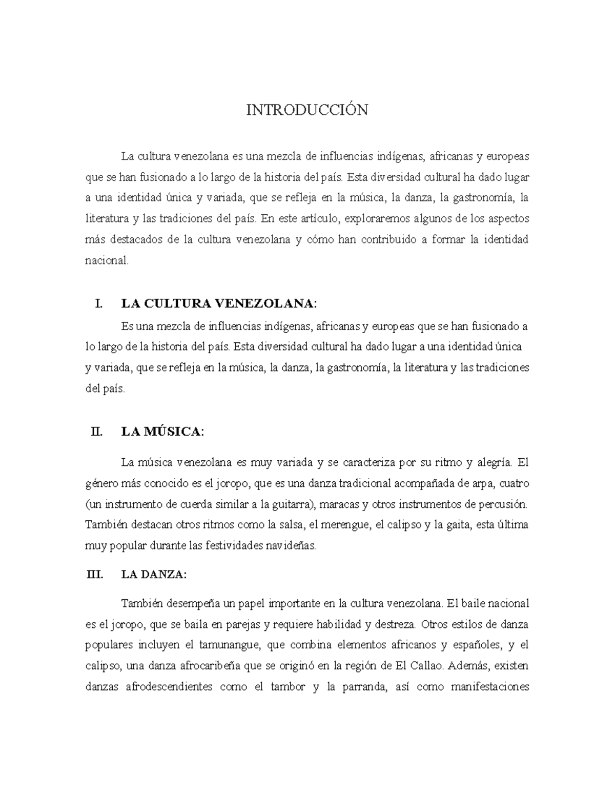 Cultura Venezolana - Resumen de Historia Políticas y Sociales - Studocu