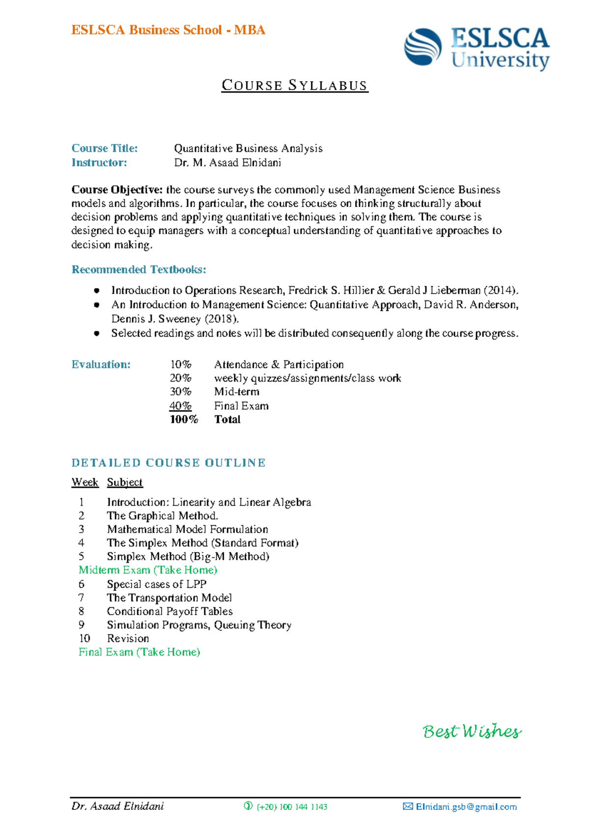 QBA 2022 Syllabus: Quantitative Business Analysis Course Overview - Studocu