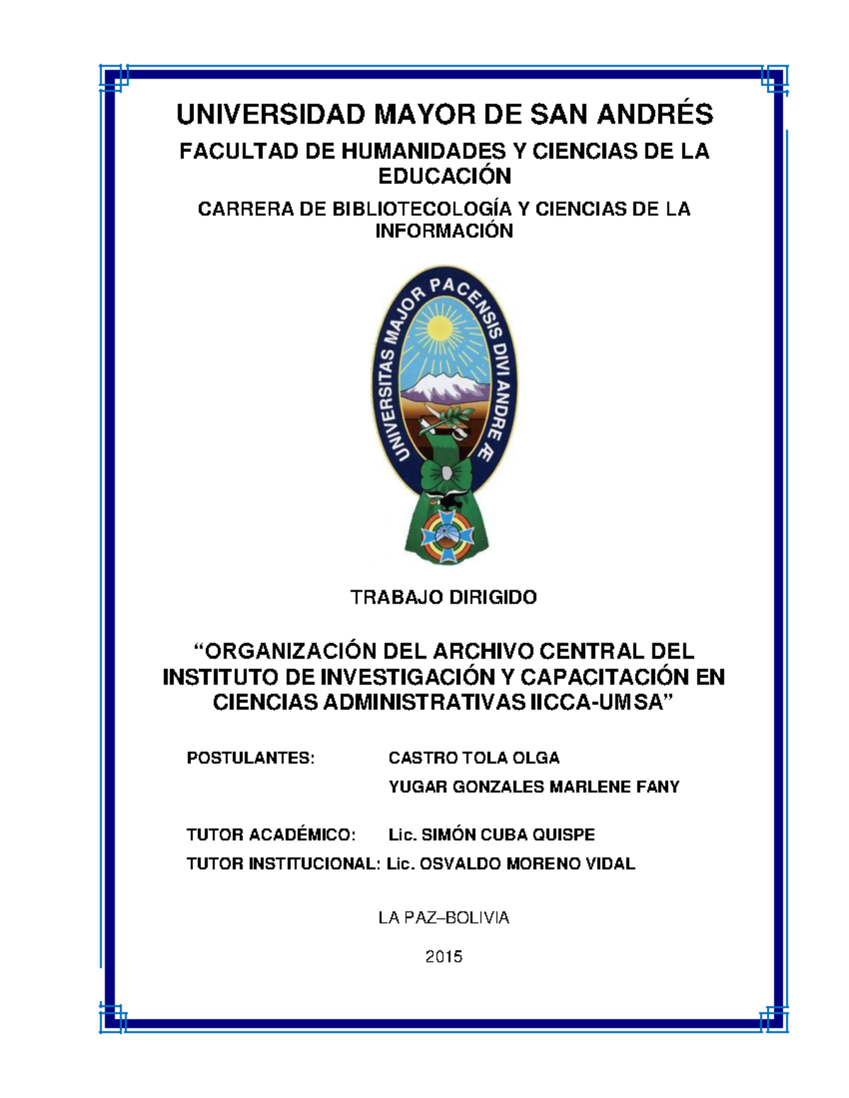 Tesis gestión documental - Gestión Pública I - UMSA - Studocu