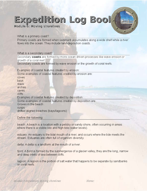 Log Book 4 - Logbook 4 of Ocsn 1000 - Expedition Log Book Module 4 ...