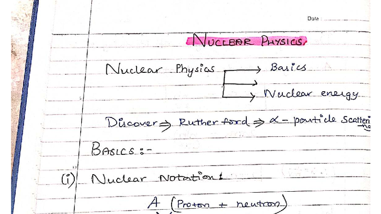 Nuclear Physics Basics: Key Concepts and Energy Dynamics (12th Class) - Studocu