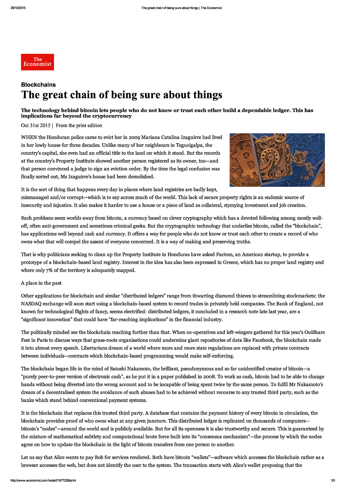 The Great Chain of Being Sure About Things: Blockchain Insights (ECO ...