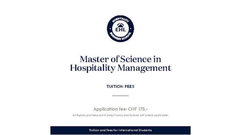 EHL MIHM Tuition Fees Overview and Details - January 2025 - Studocu