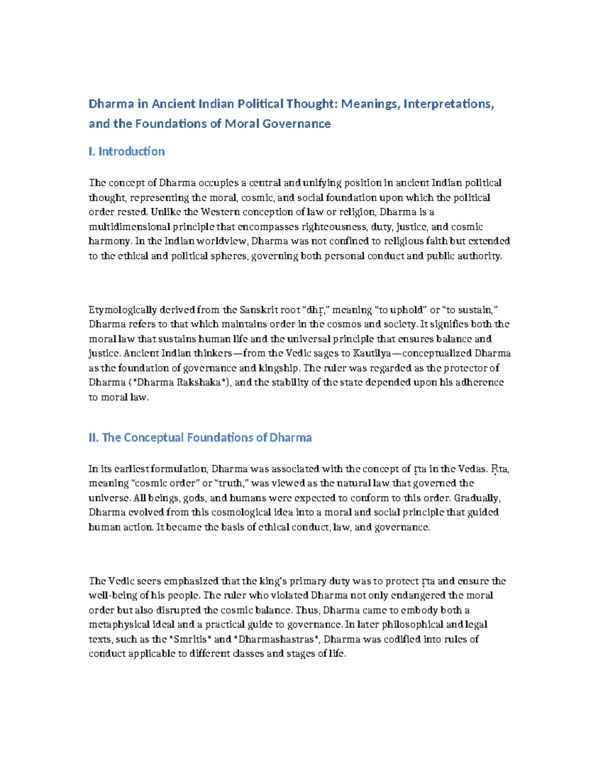 Dharma in Ancient Indian Political Thought: Foundations of Moral ...