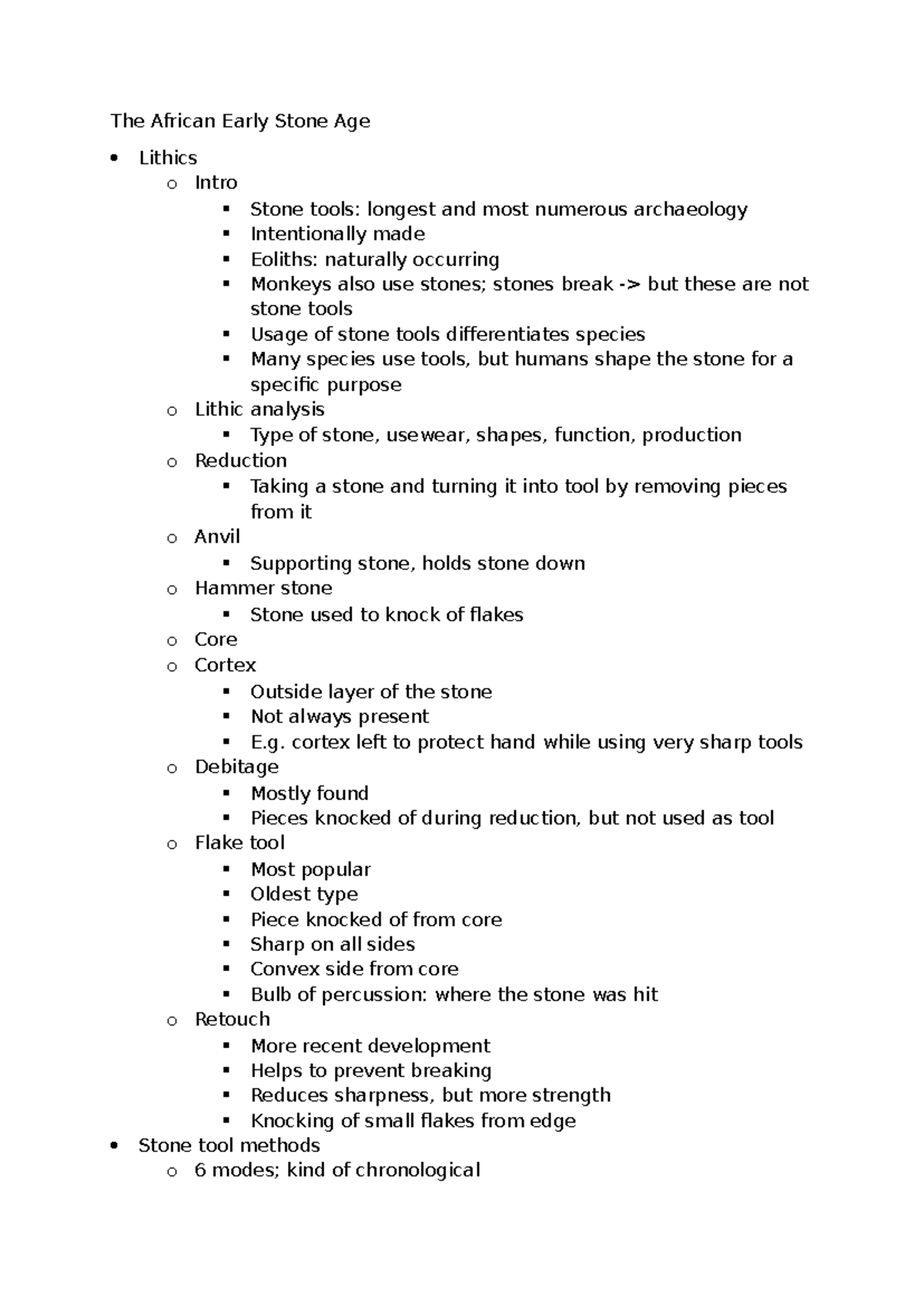 African Early Stone Age Lithics: Key Concepts & Analysis Notes - Studocu