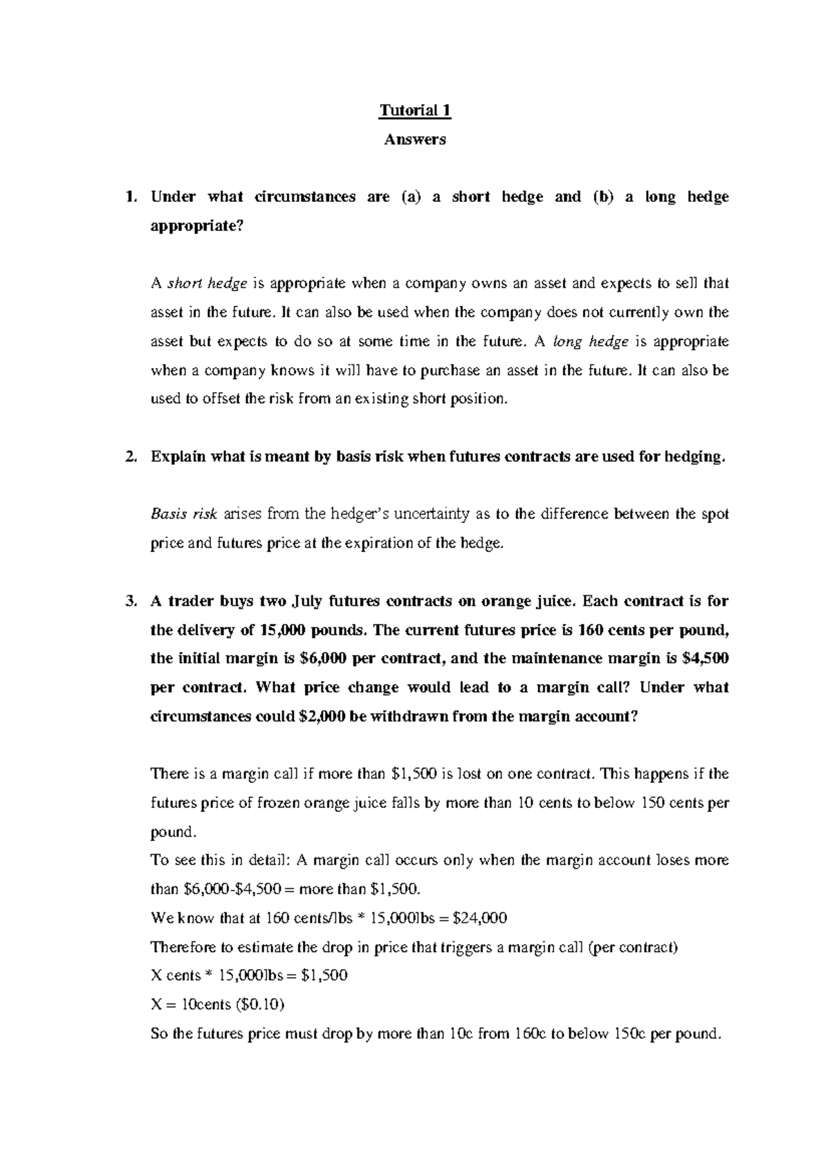Economics: Tutorial Assignment Number 1: Questions And Answers ...