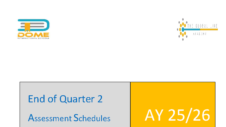 Q2 Assessment Schedule 2025-2026 for Grades 3-12 (Cambridge AIS) - Studocu
