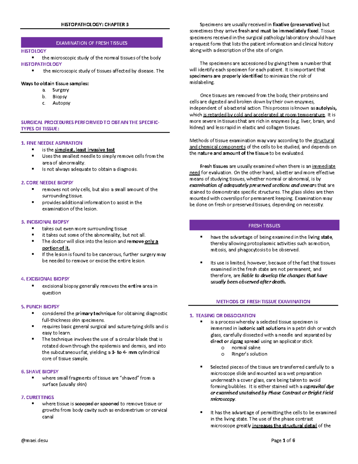 Histopathology CH3: Techniques for Frozen and Fresh Tissue Examination ...