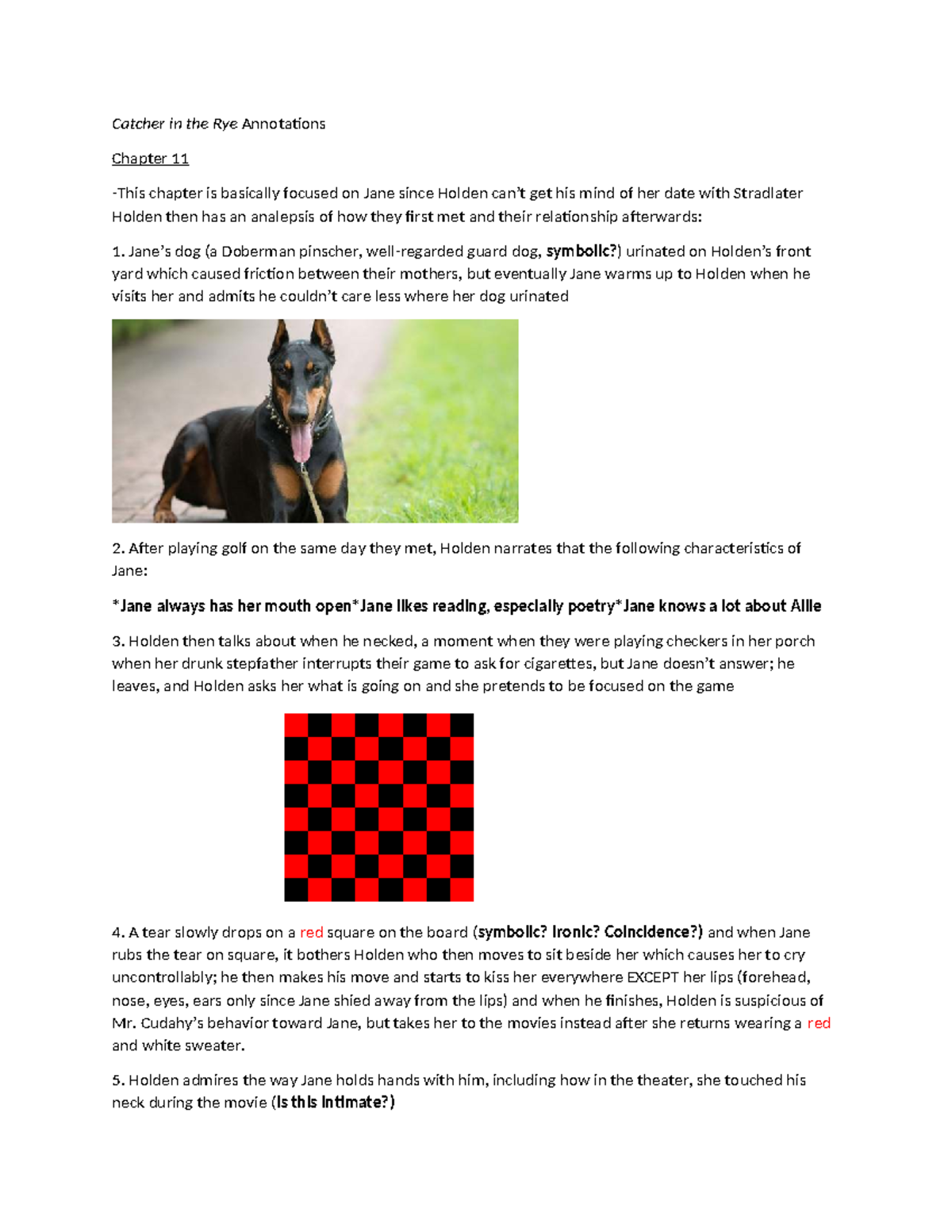 Catcher in the Rye (ENG 101) Chapter Annotations: Insights & Analysis ...