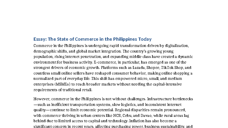 Essay: The State of Commerce in the Philippines Today (Commerce PH ...