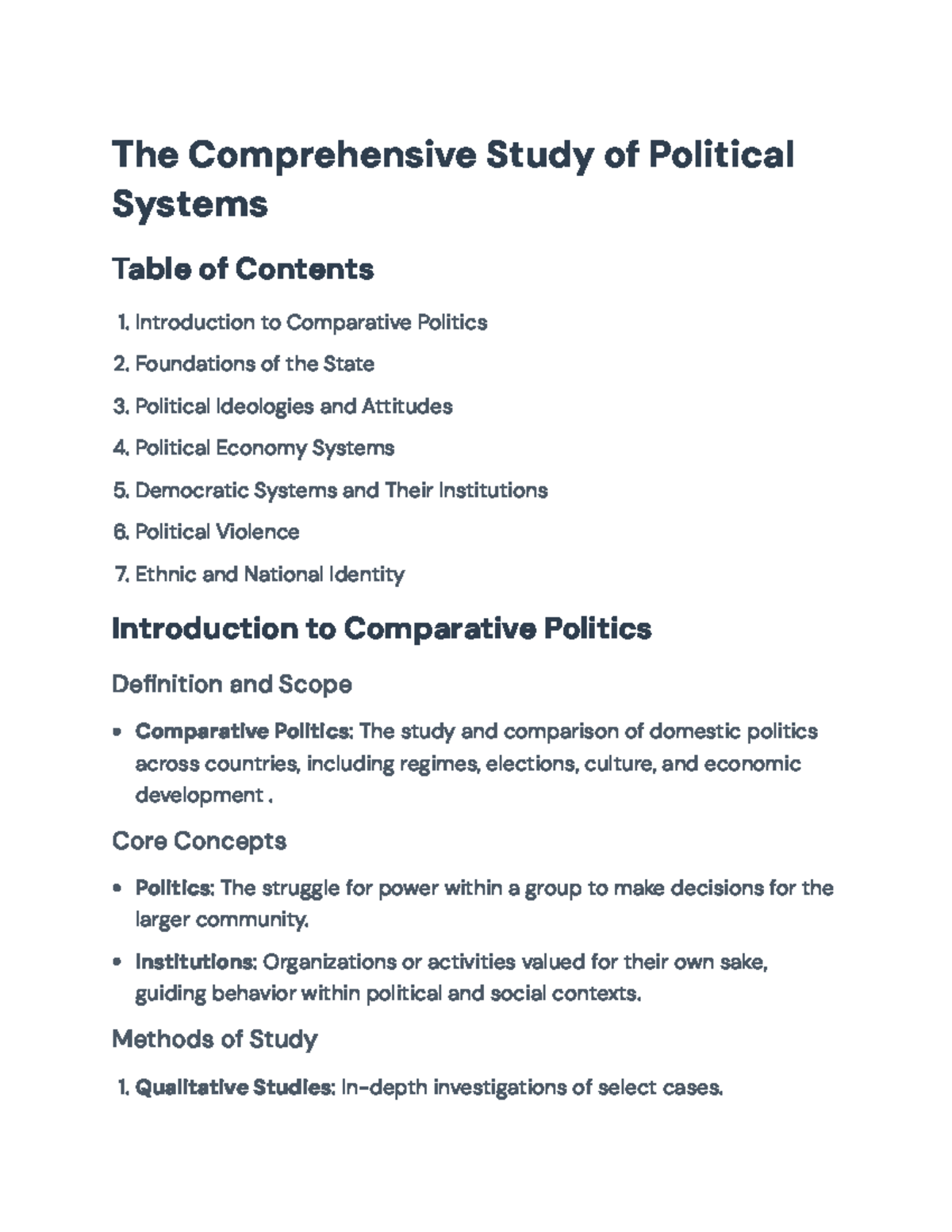 Comparative Politics: Foundations, Ideologies, and Systems Analysis - The Comprehensive Study of ...