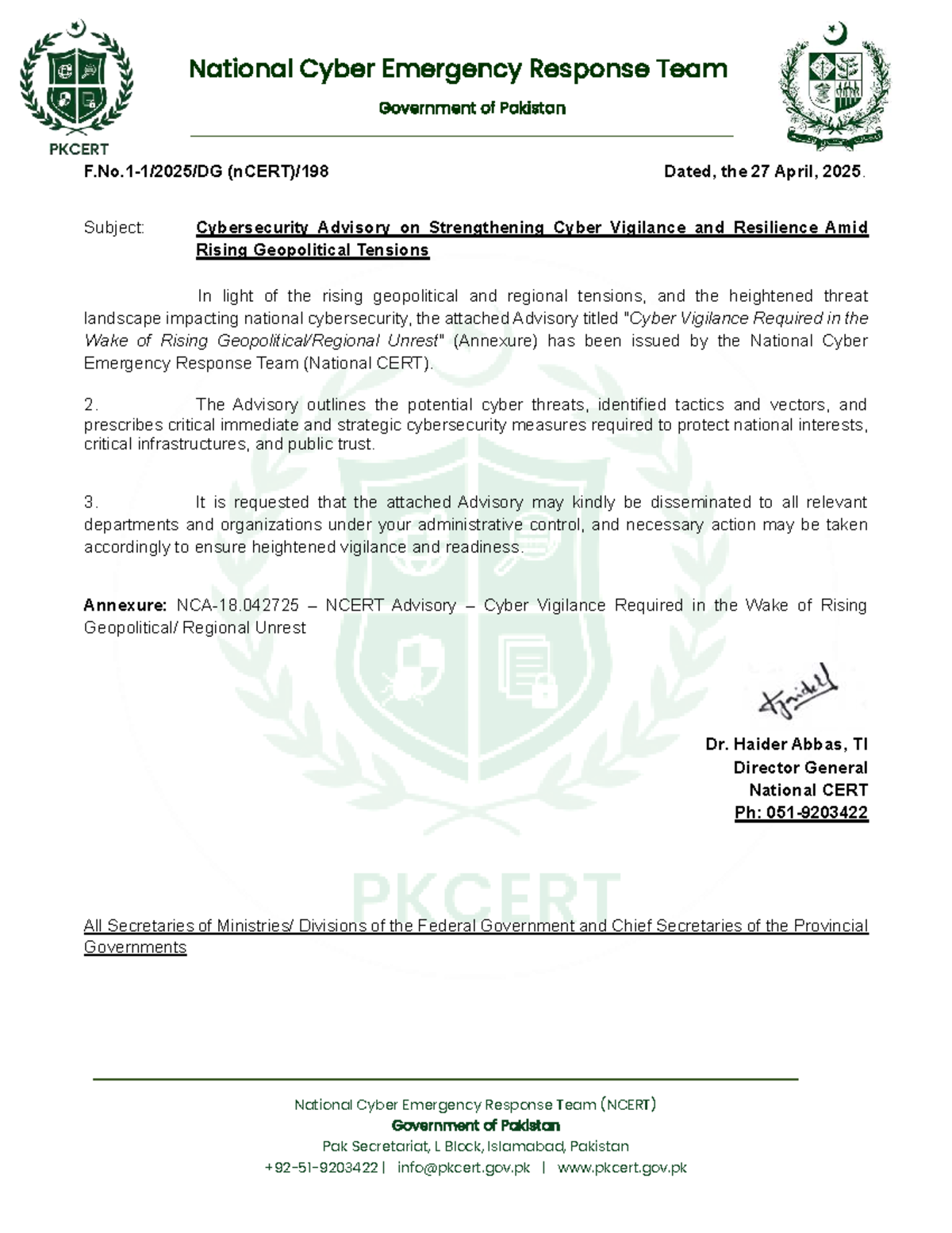 NCERT Advisory: Cyber Vigilance Amid Geopolitical Tensions - Studocu