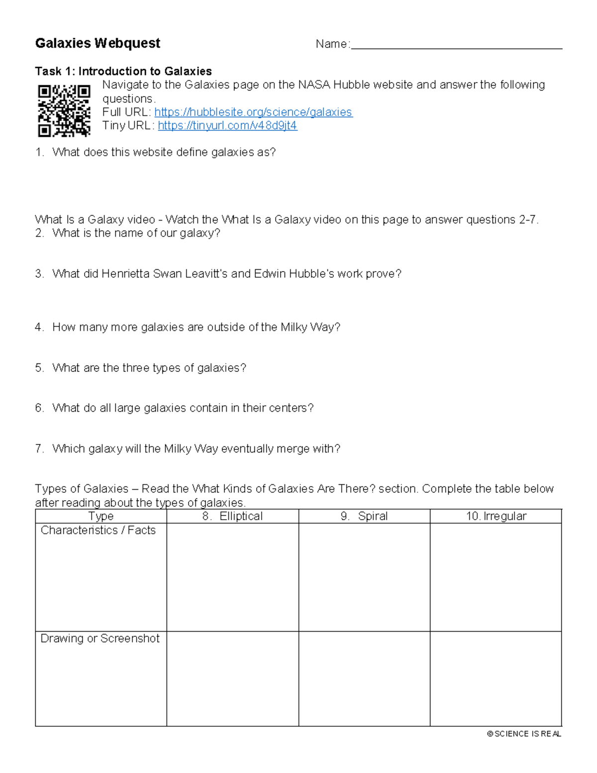 Galaxies Webquest Activity: Exploring Types and Stars - Studocu