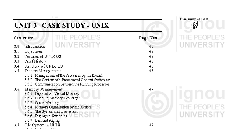 Case Study: UNIX Structure and Process Management (CS101) - Studocu