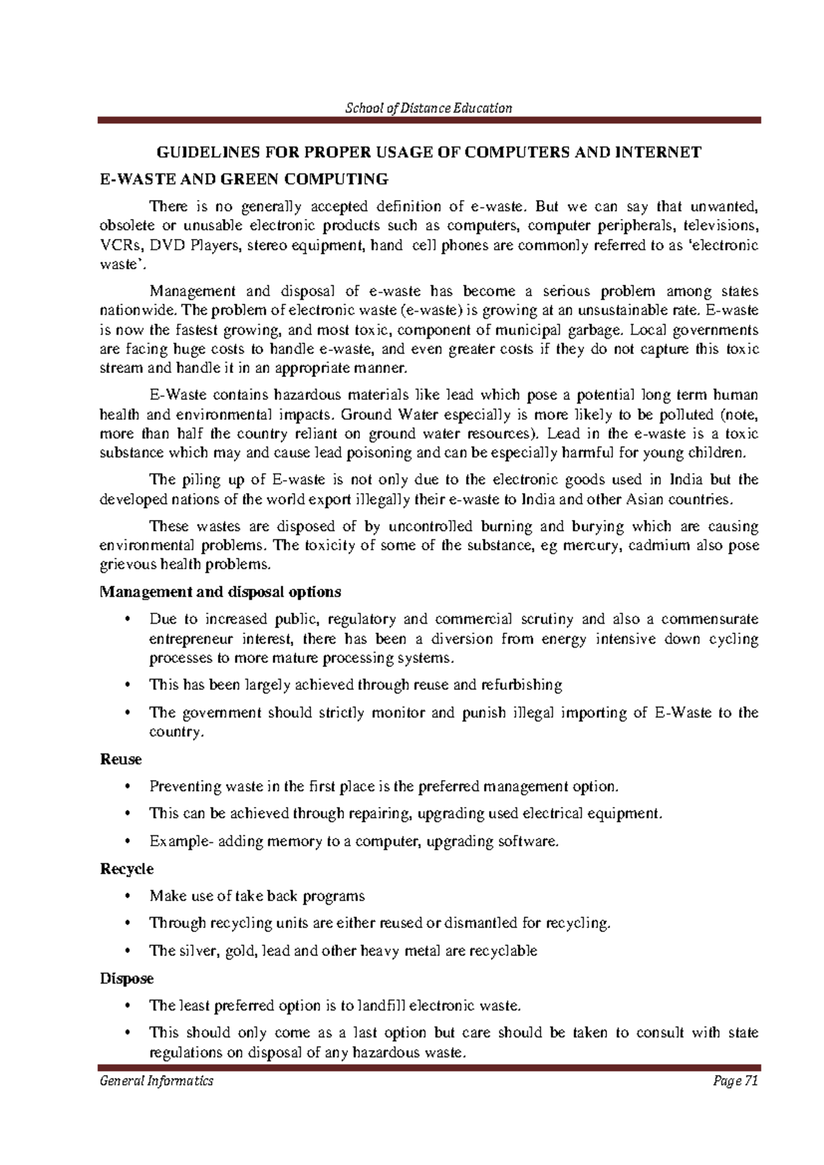 Guidelines for proper usage of computers and Internet - GUIDELINES FOR PROPER USAGE OF COMPUTERS ...