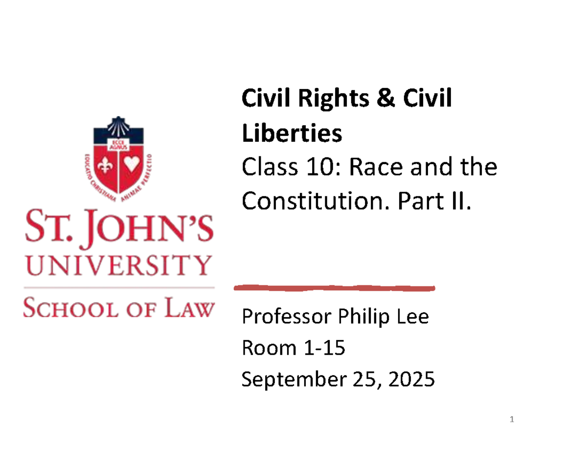 CRCL Class 10: Final Exam Notes on Race & the Constitution - Studocu