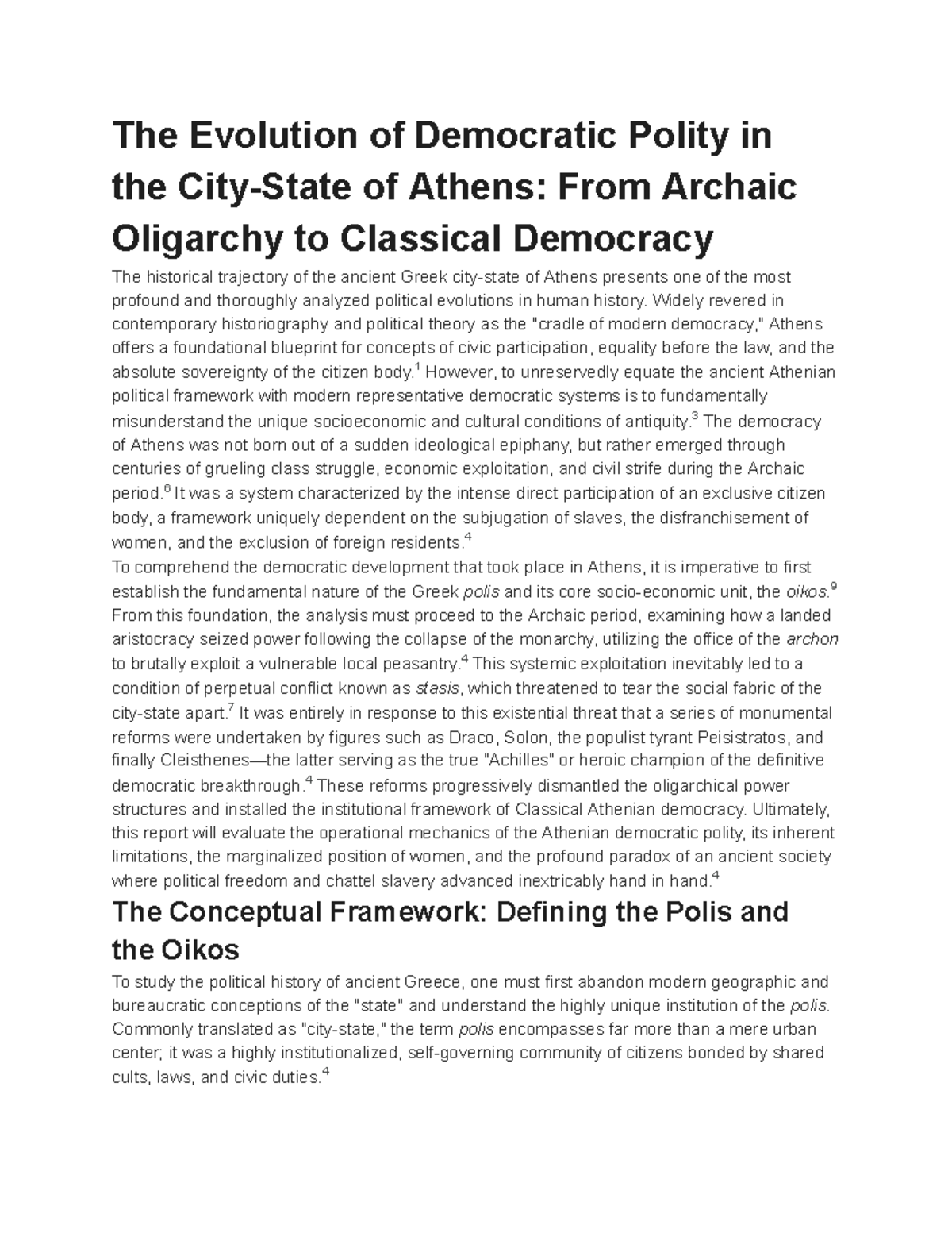 Athenian Democracy: From Oligarchy to Classical Governance (HIST 301 ...